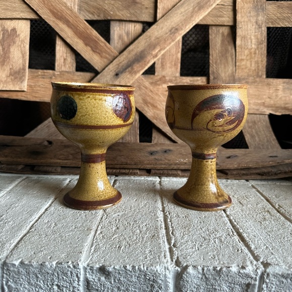 Stoneware | Dining | Vintage Goblets Stoneware Art Pottery96s Set Of ...